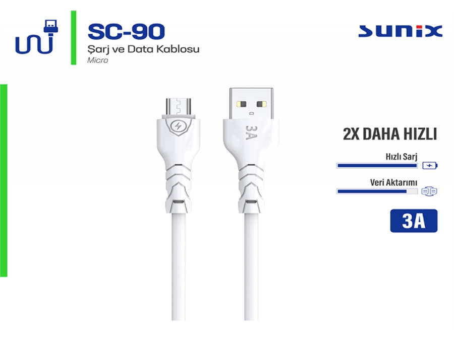Sunix SC-90 3A Micro USB Kablo - Satpa
