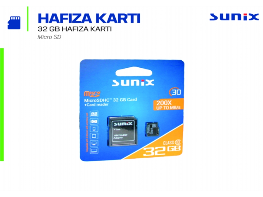 Sunix 32 GB MicroSDHC Hafıza Kartı ve Kart Okuyucu - Satpa