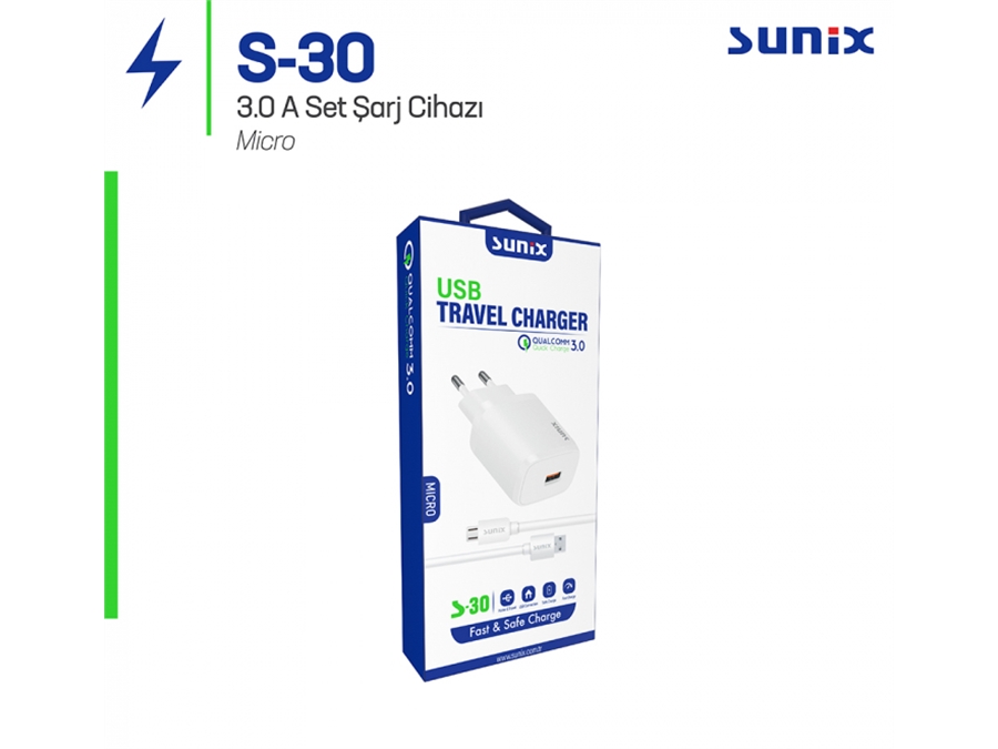 Sunix S-30 Micro 3A Seyahat Şarj Aleti - Satpa
